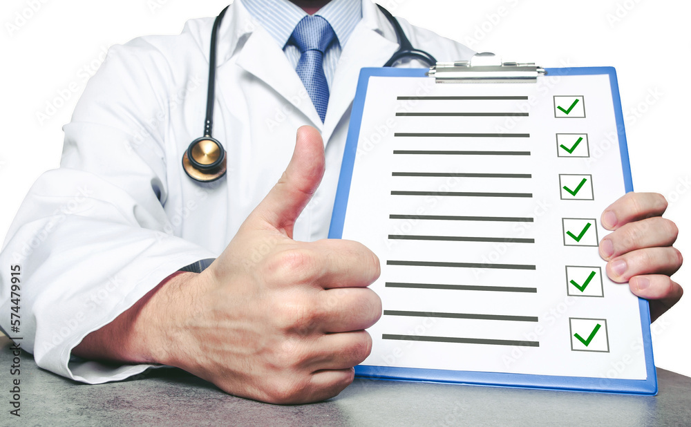 Checklist background. Clipboard on wooden table. Good results is a good ...