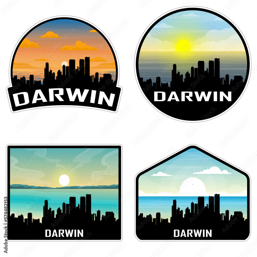 Darwin Australia Skyline Silhouette Retro Vintage Sunset Darwin Lover ...