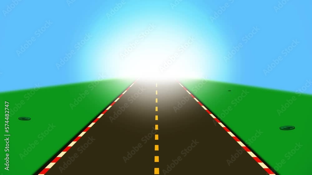 Simple Road Direction in nature background. Animated Straight Highway ...