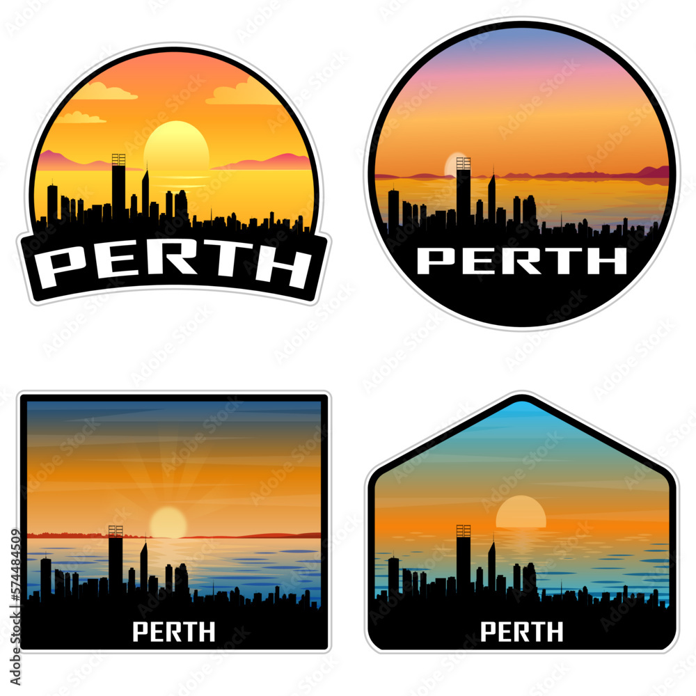 Perth Australia Skyline Silhouette Retro Vintage Sunset Perth Lover ...