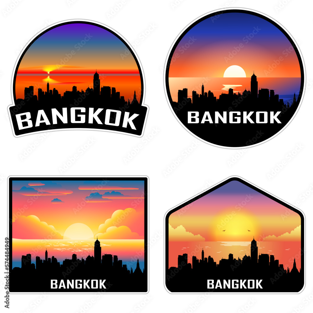 Bangkok Thailand Skyline Silhouette Retro Vintage Sunset Bangkok Lover ...