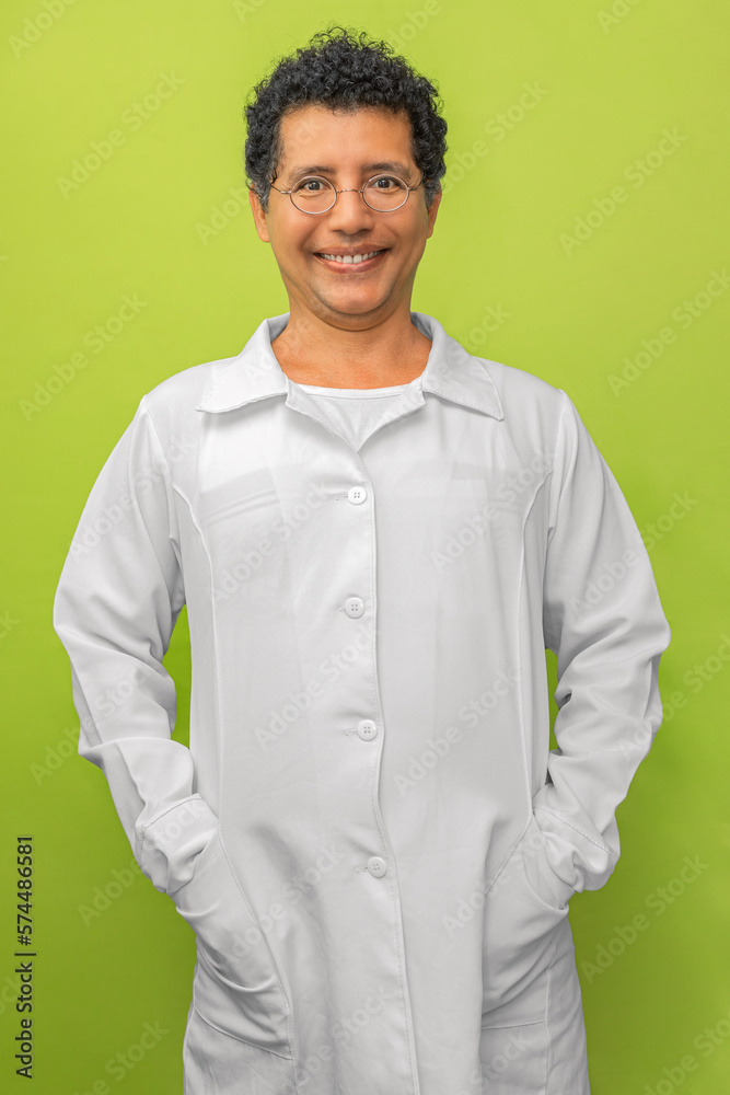 Portrait of a genius scientist happy with his science experiment on a ...