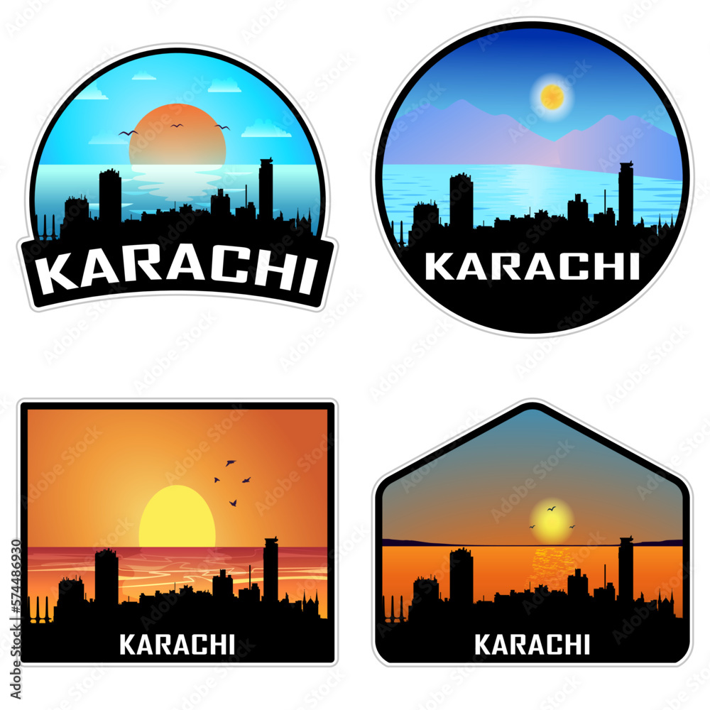 Karachi Pakistan Skyline Silhouette Retro Vintage Sunset Karachi Lover ...