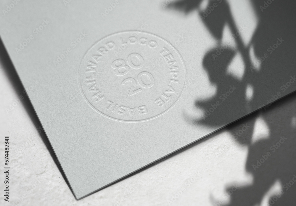 Logo Mockup Embossed Debossed Paper Textrure Template Effect Stock ...