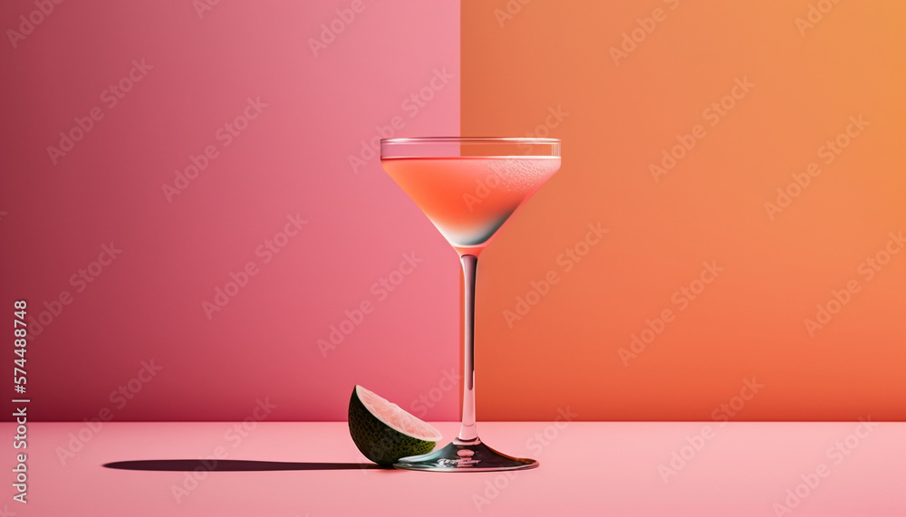 Pink daiquiri alcoholic summer cocktail on a modern pink background ...