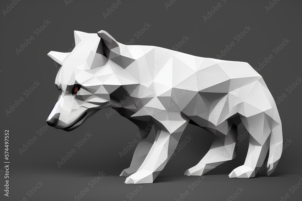 Howling in 3D: A Wolf Papercraft Model Stock Illustration | Adobe Stock