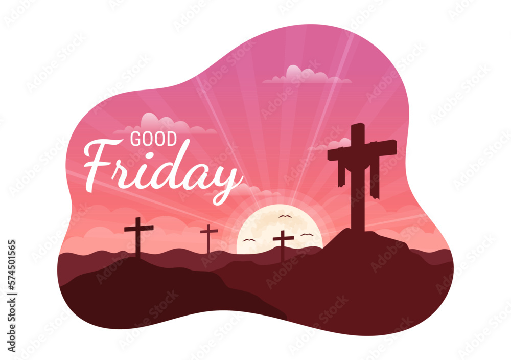 Happy Good Friday Illustration with Christian Holiday of Jesus Christ ...