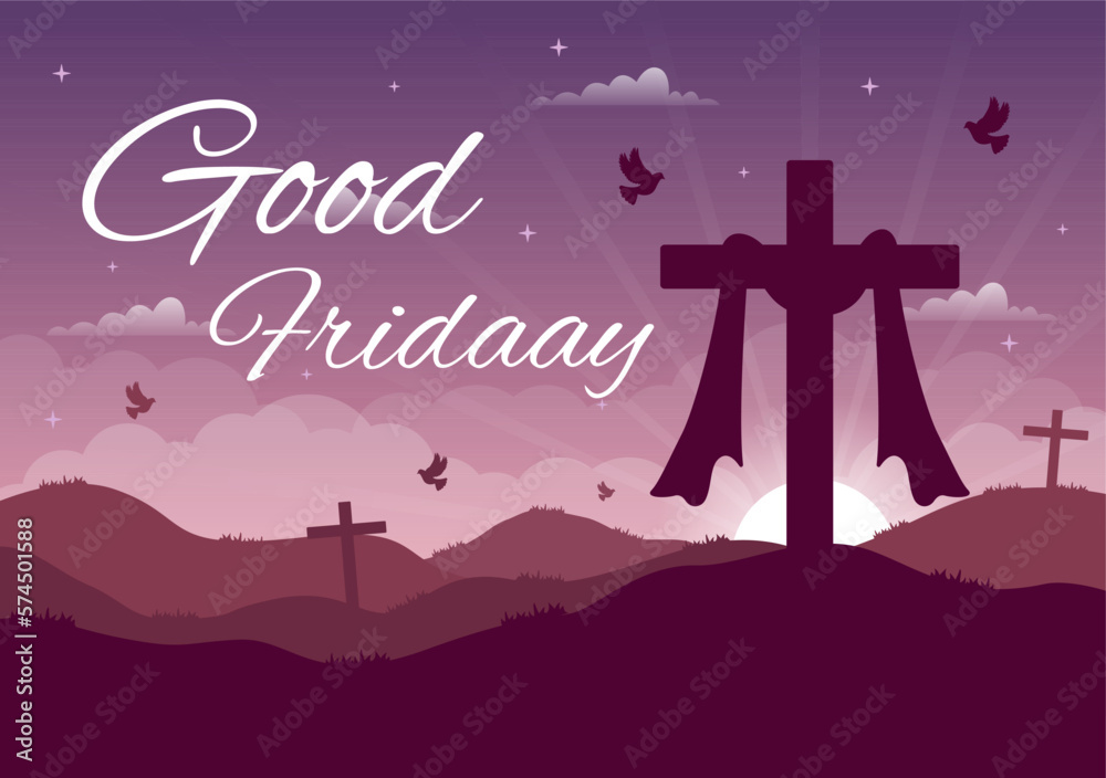 Happy Good Friday Illustration with Christian Holiday of Jesus Christ ...