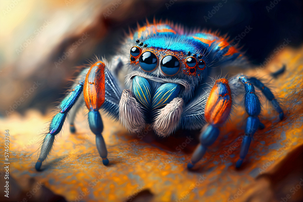 Poster Cute Colorful Spider, abstract spider art, created with ...