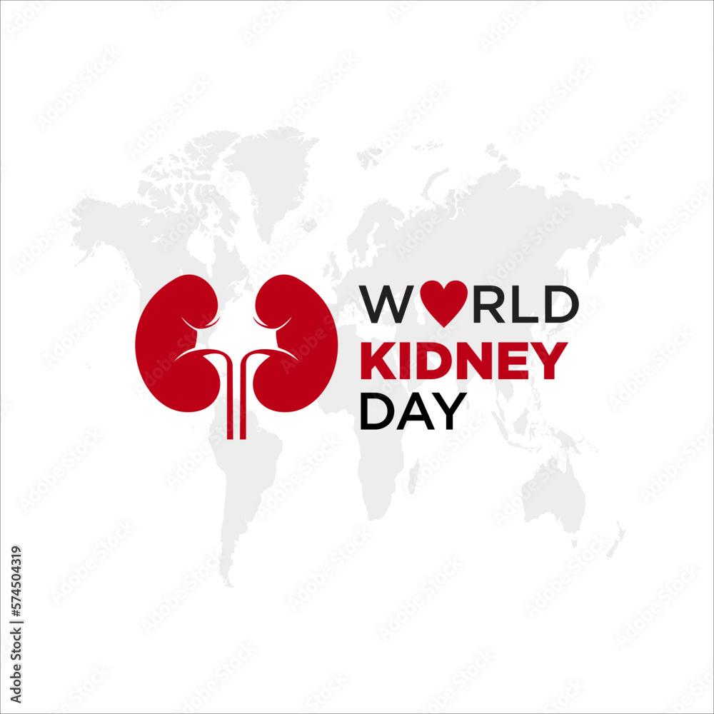 World Kidney Day healthy vector poster. Human kidney health awareness ...
