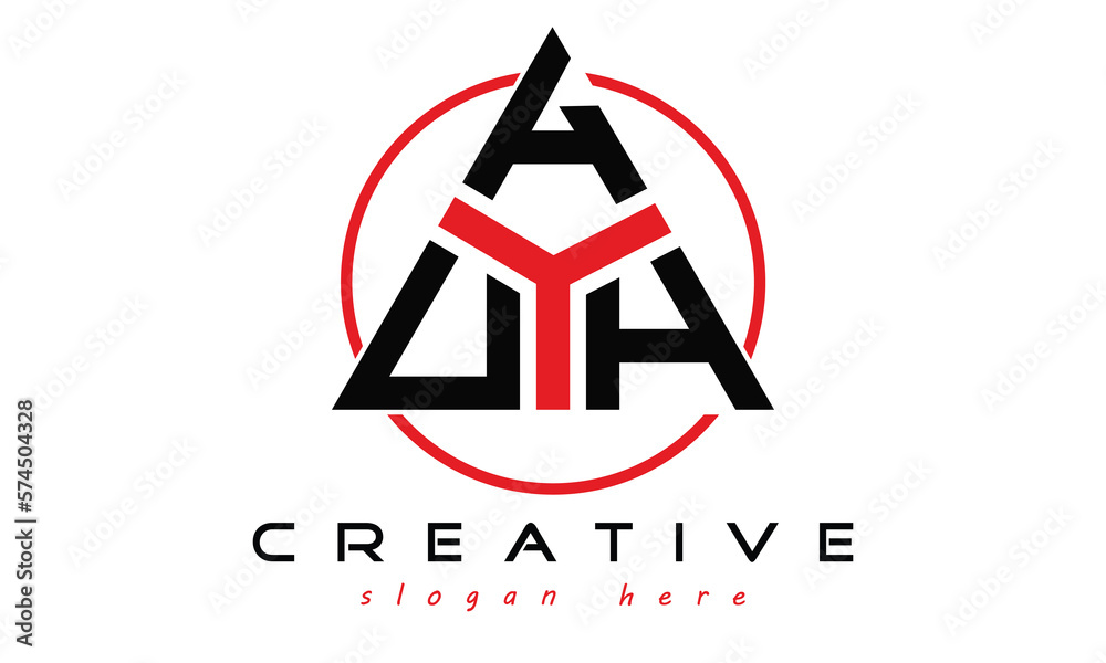 UHH three letter creative triangle shape in circle logo design vector ...