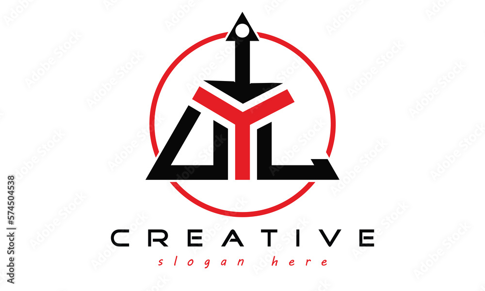 UIL three letter creative triangle shape in circle logo design vector ...