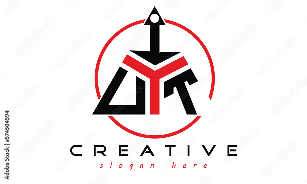 UIT three letter creative triangle shape in circle logo design vector ...