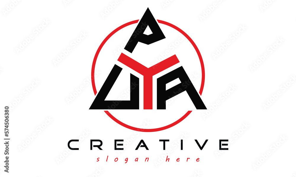 UPA three letter creative triangle shape in circle logo design vector ...