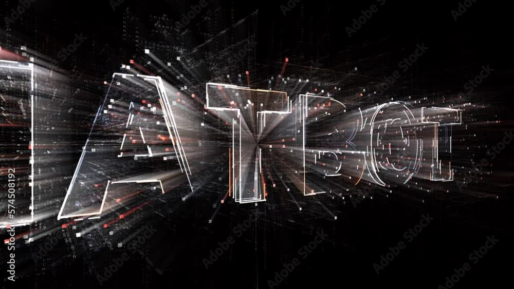 4k Chatbot animated word tag cloud;text design animation.The Matrix style binary computer code ...
