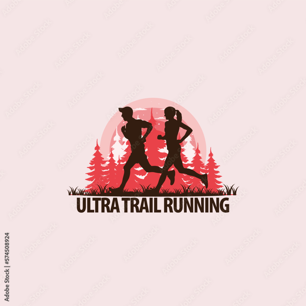 Ultra Trail running logo vector illustration on white background Stock ...