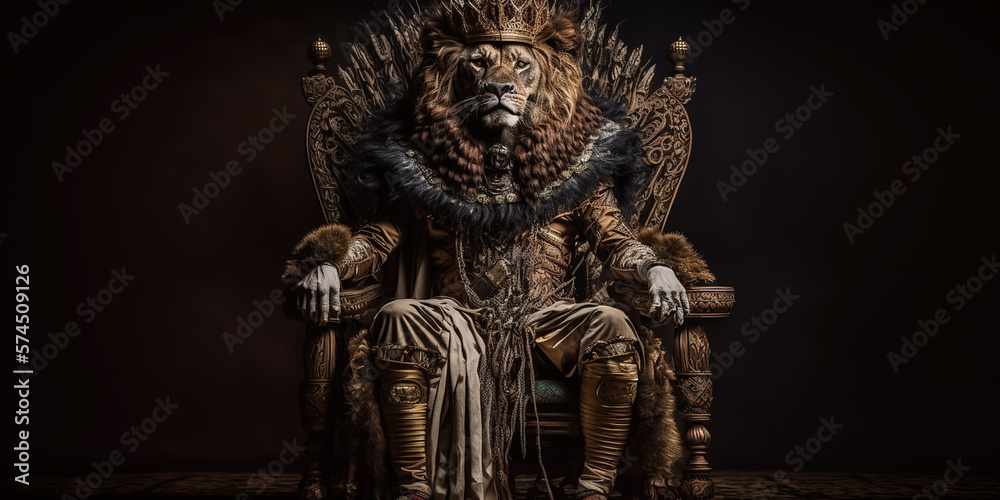 Mighty Lion King Sitting on His Majestic Throne. Ai generative Stock ...