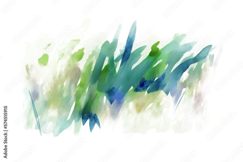 Abstract watercolor brush stokes and splash in green and blue ...