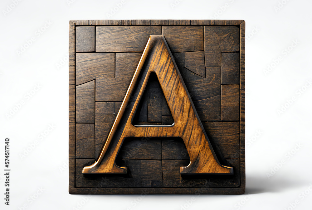 wooden alphabet block, letter a, isolated on white, generative ai Stock ...