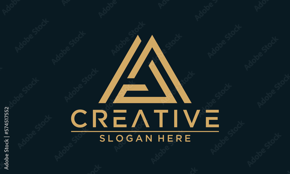 Minimalist Triangle Shape Logo Design Vector with gold color with a ...