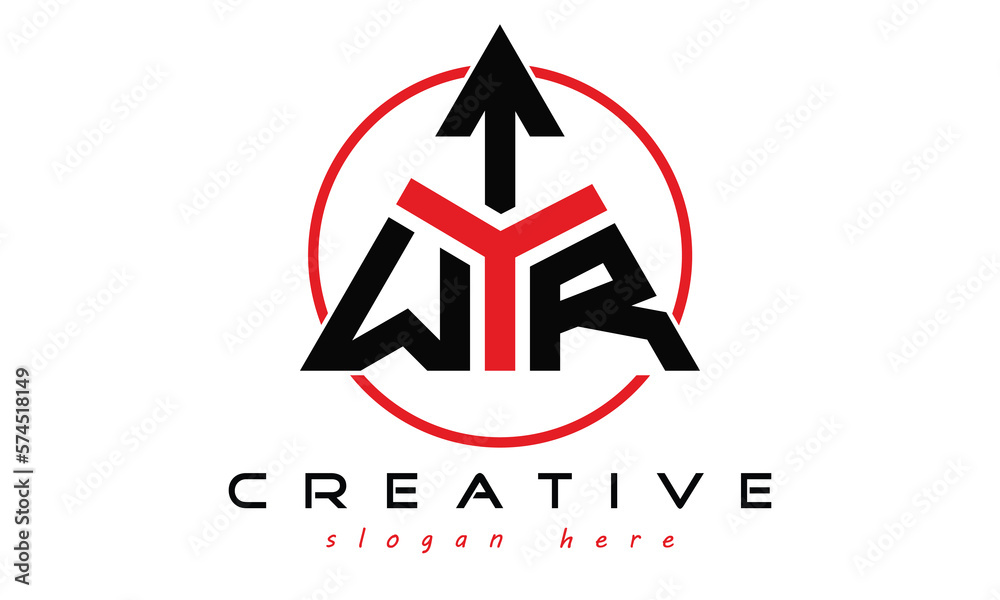 WTR three letter creative triangle shape in circle logo design vector ...