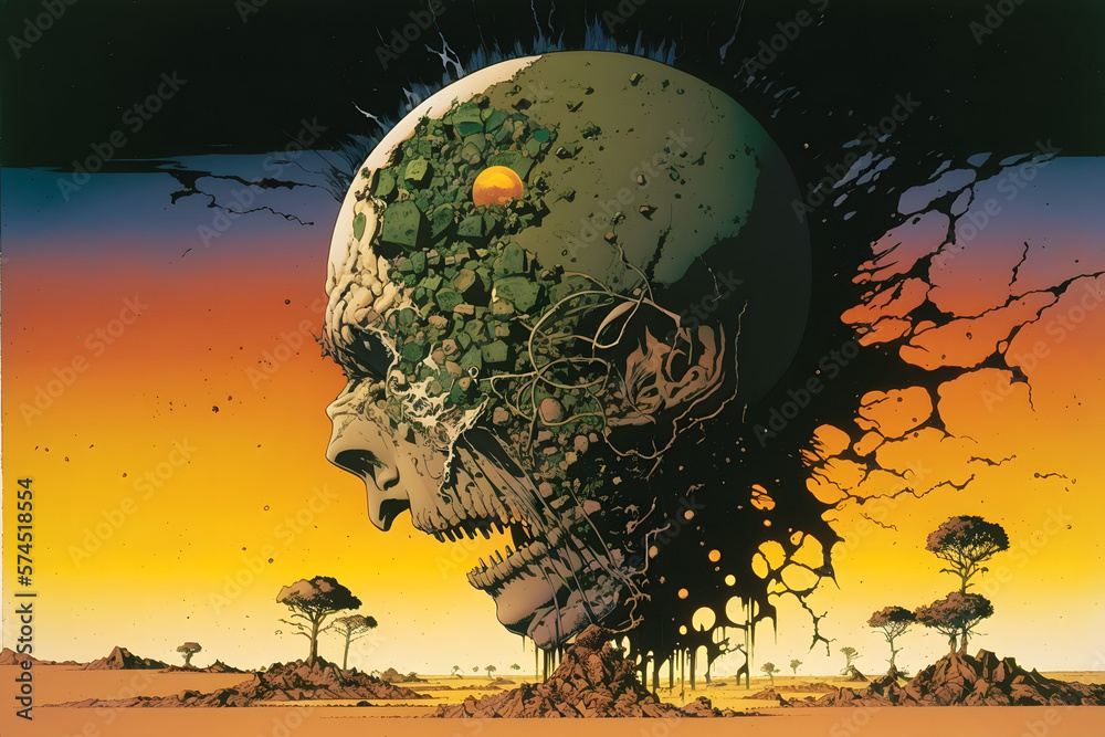 sci-fi dystopian anime style, dying earth, generative AI Stock ...