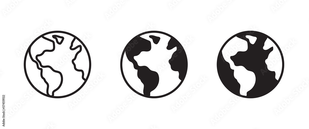 World planet icon, Globe icon. Planet earth icons button, vector, sign ...
