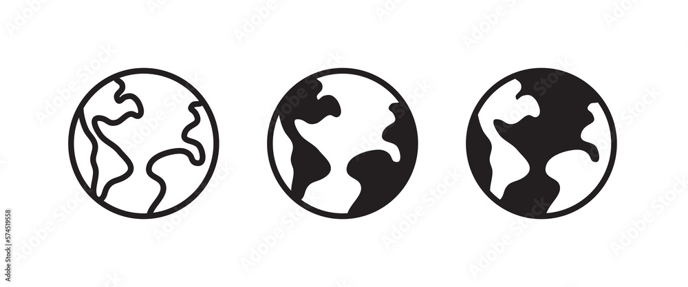 World planet icon, Globe icon. Planet earth icons button, vector, sign ...