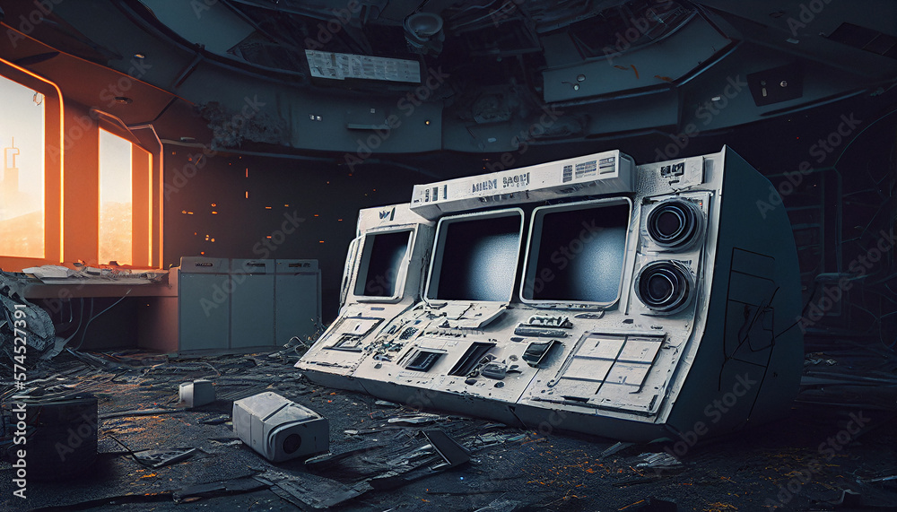 Abandoned Control Room - Generative Ai Stock Illustration | Adobe Stock