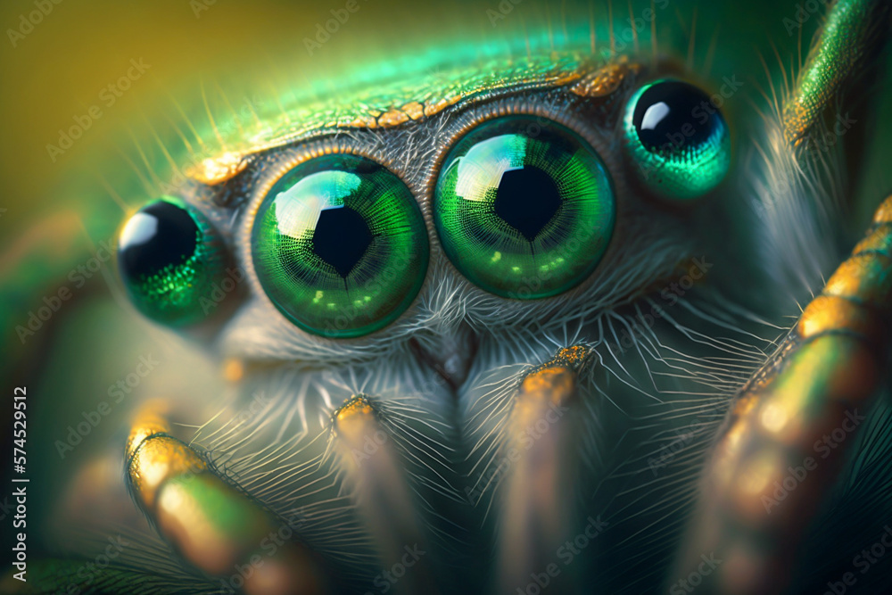 Macro closeup of fictional specie of jumping spider illustration ...