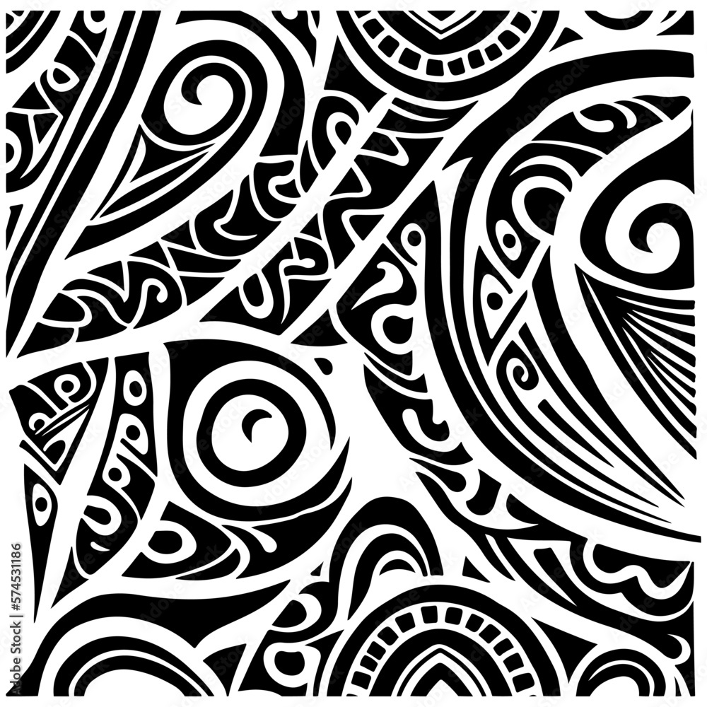 Polynesian ethnic black and white seamless pattern tattoo seamless ...