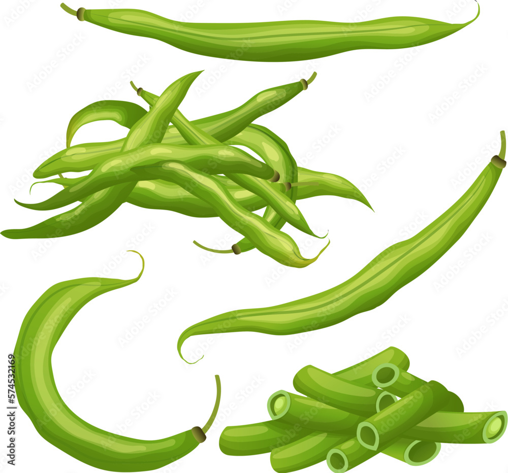 green bean set cartoon vector illustration color sign Stock Vector ...