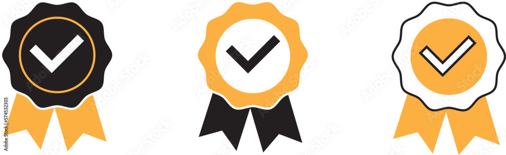 Quality certify badge icon. Qualification certificate medal. Quality ...