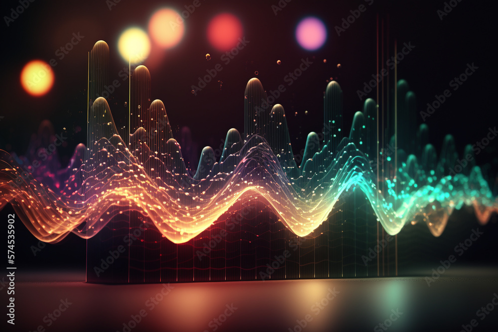 a sound wave made of colorful neon lights, using creative design ...