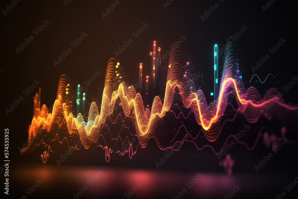 a sound wave made of colorful neon lights, using creative design ...