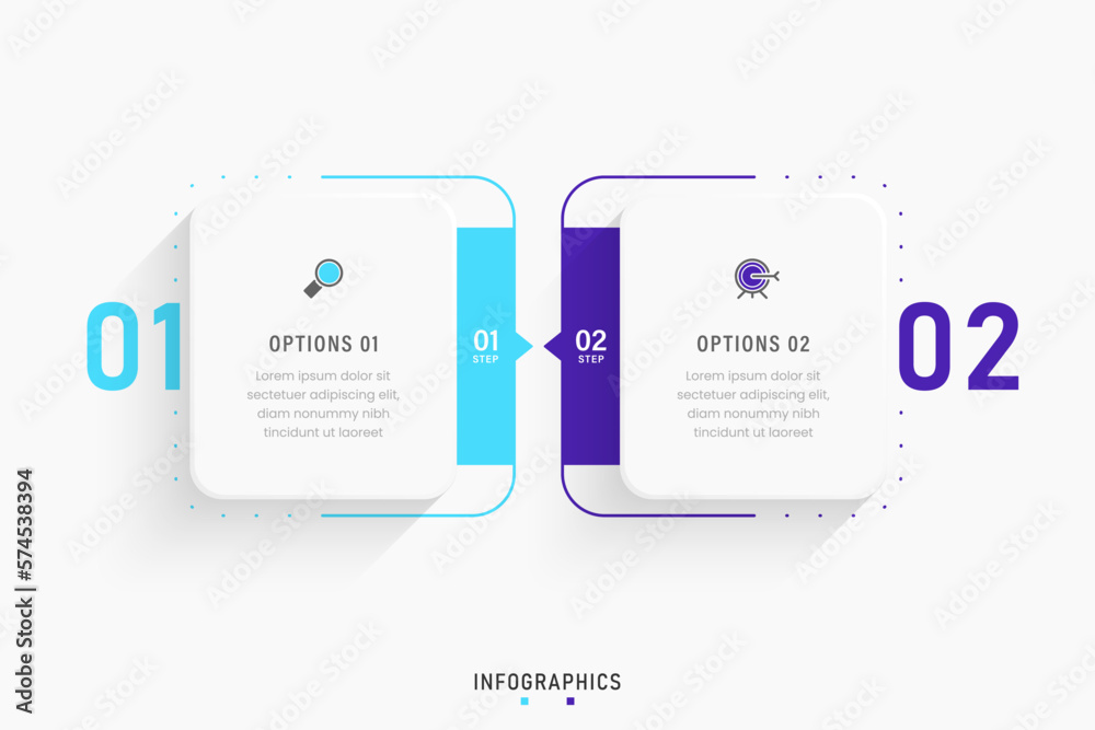 Vector Infographic label design template with icons and 2 options or ...