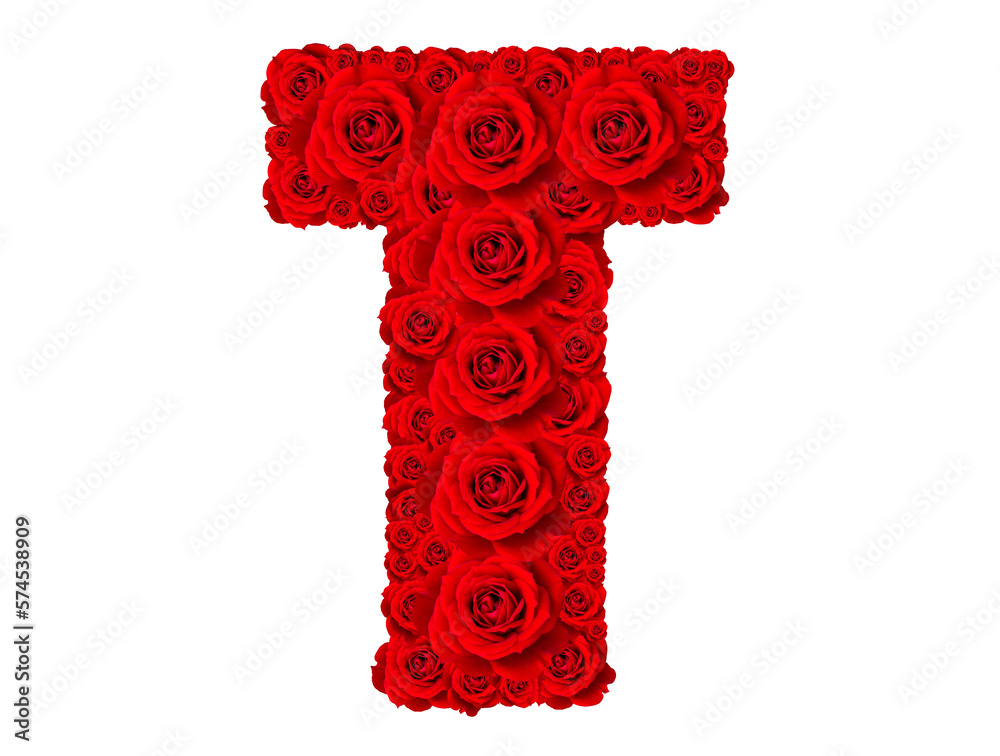 Rose alphabet set - Alphabet capital letter T made from red rose ...
