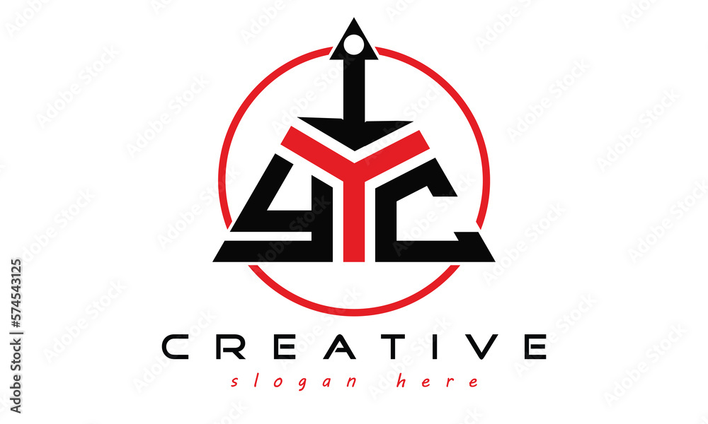 YIC three letter creative triangle shape in circle logo design vector ...