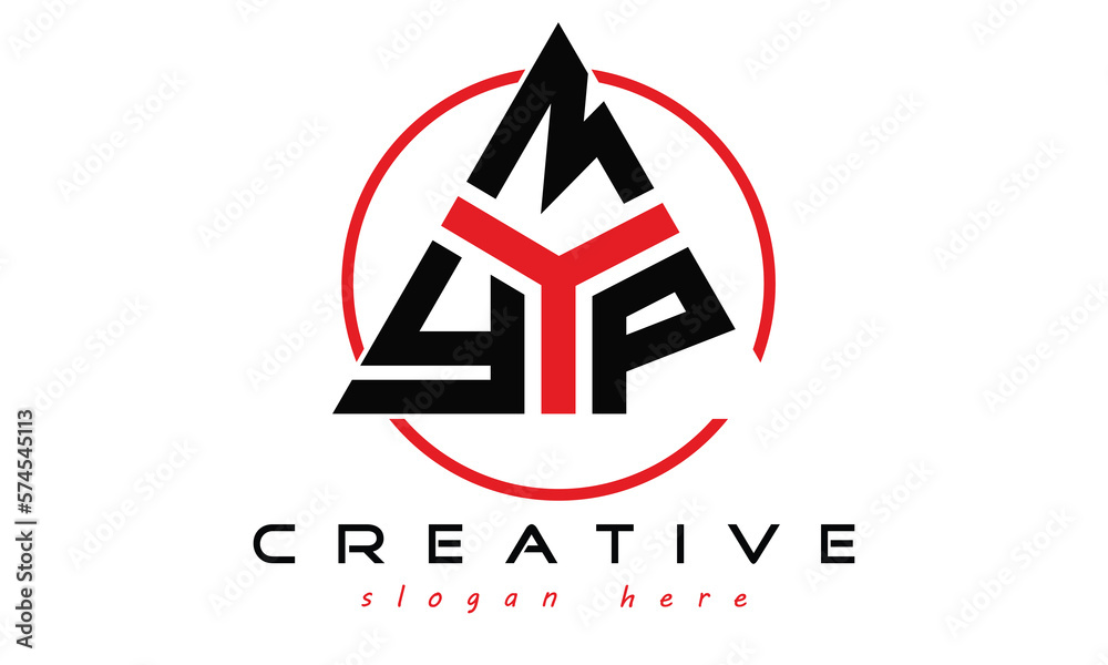 YMP three letter creative triangle shape in circle logo design vector ...