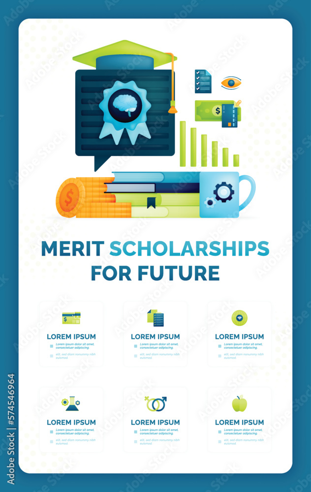 Vector illustration of merit scholarship for future. Merit based ...