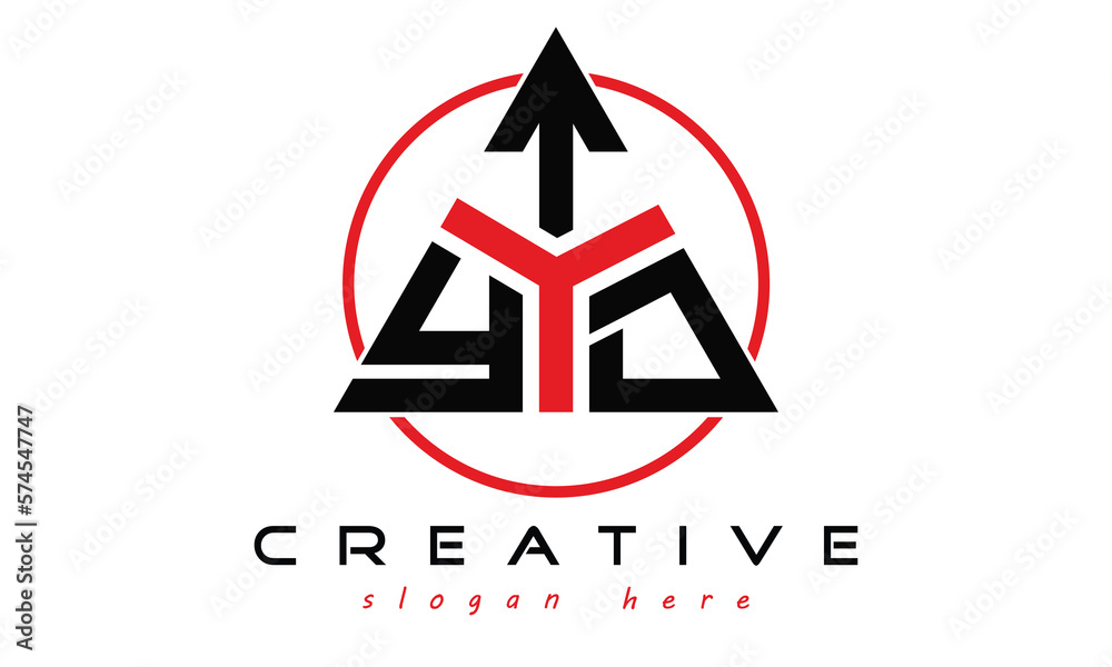 YTD three letter creative triangle shape in circle logo design vector ...