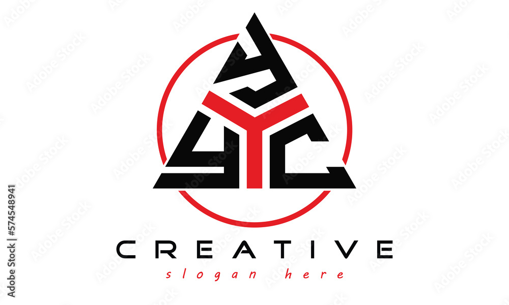 YYC three letter creative triangle shape in circle logo design vector ...