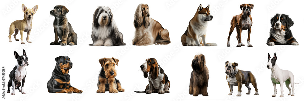 set of different breeds of dogs, transparent background png, HD Stock ...