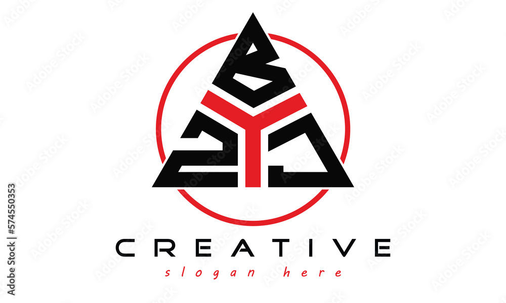 ZBJ three letter creative triangle shape in circle logo design vector ...