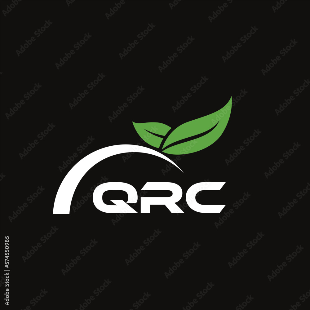 QRC letter nature logo design on black background. QRC creative ...