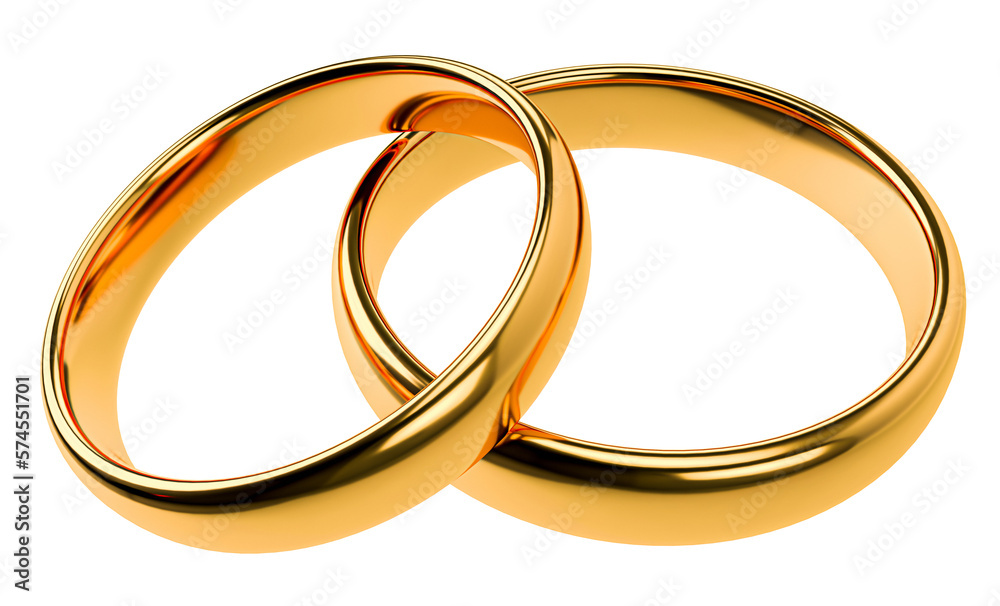 Illustration of two wedding gold rings isolated. Unity concepts. png ...