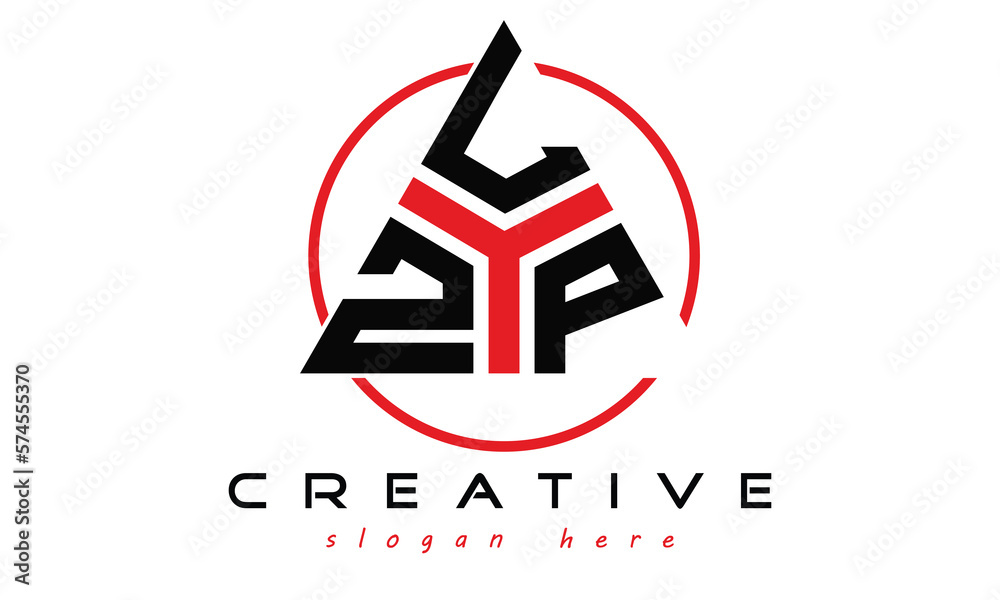 ZLP three letter creative triangle shape in circle logo design vector ...