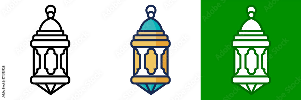 Ramadan Lantern Icon Set - Vector Illustration Collection of Islamic ...