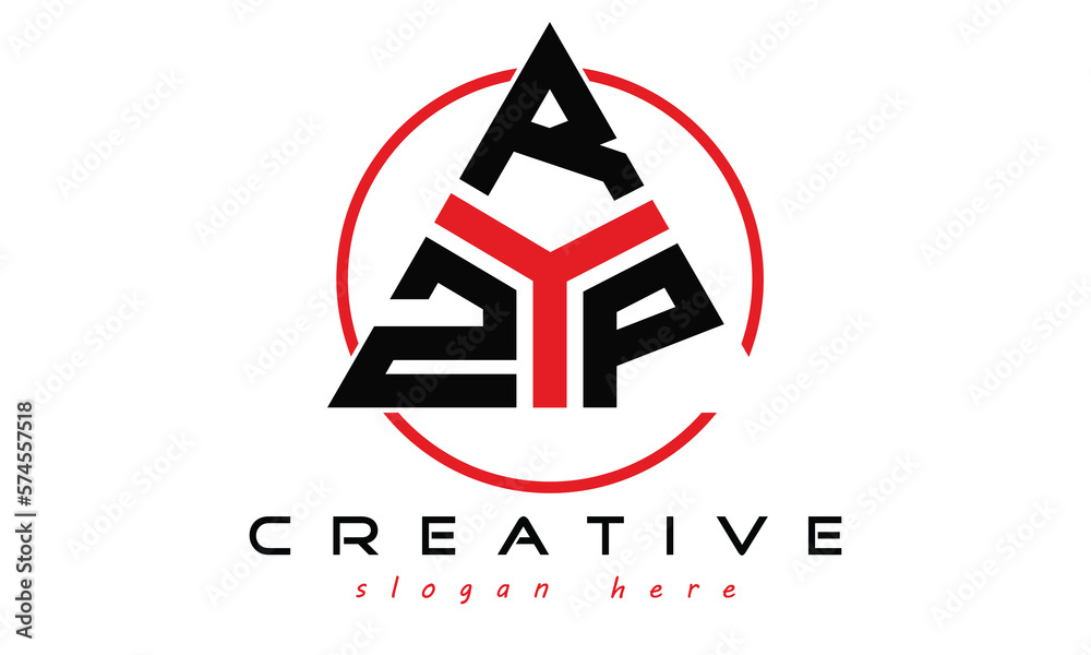 ZRP three letter creative triangle shape in circle logo design vector ...