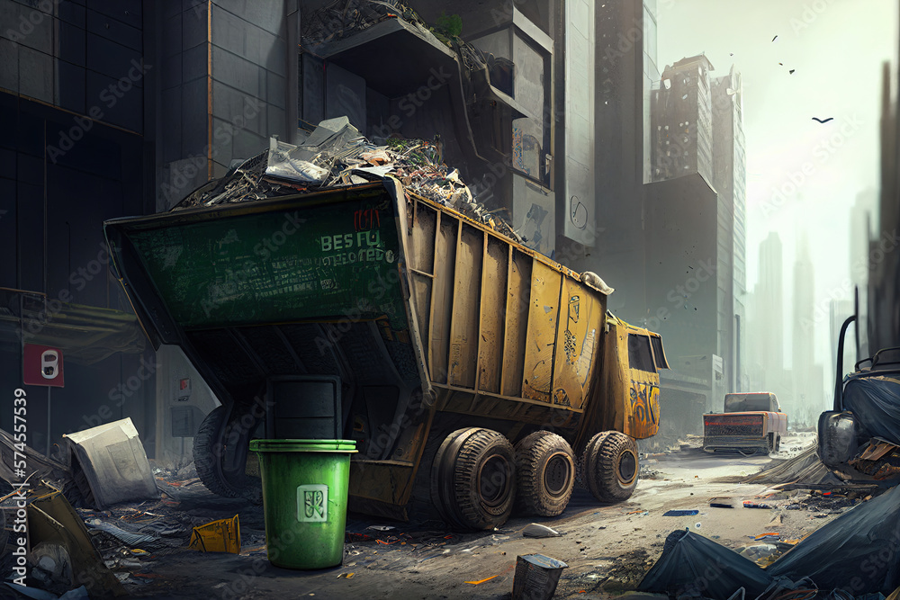 Image depicting the notion of waste collection and disposal in a ...